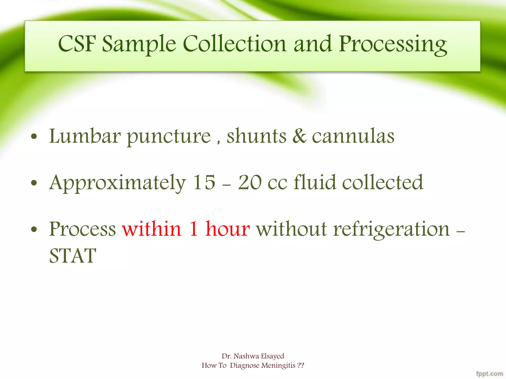 How to Diagnose Meningitis in the Lab ? | PPTX