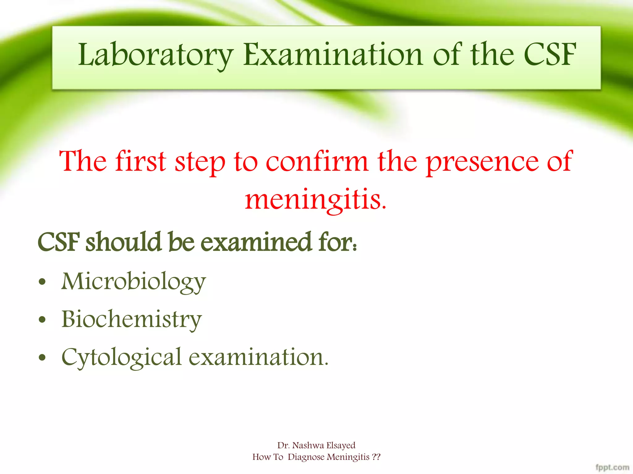 How to Diagnose Meningitis in the Lab ? | PPTX
