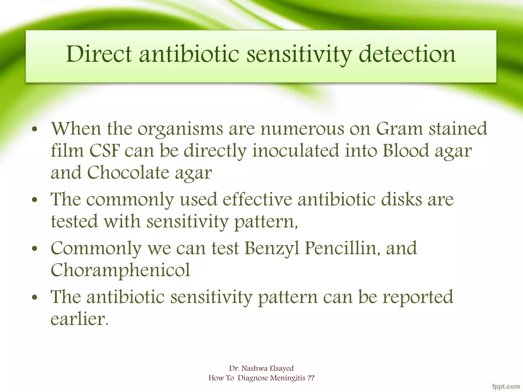How to Diagnose Meningitis in the Lab ? | PPTX