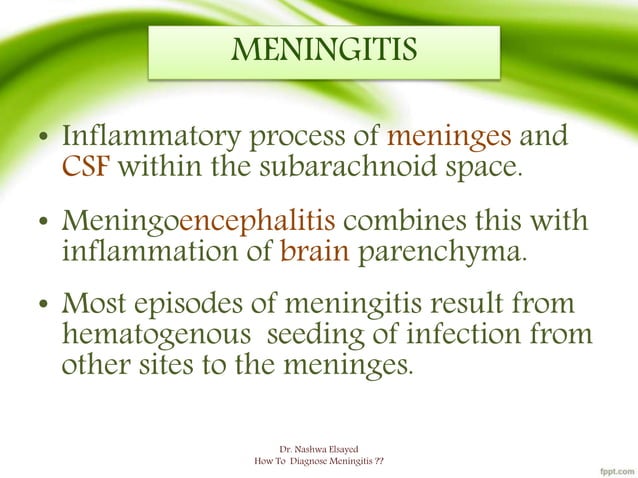How to Diagnose Meningitis in the Lab ? | PPTX | Blood Disorders ...