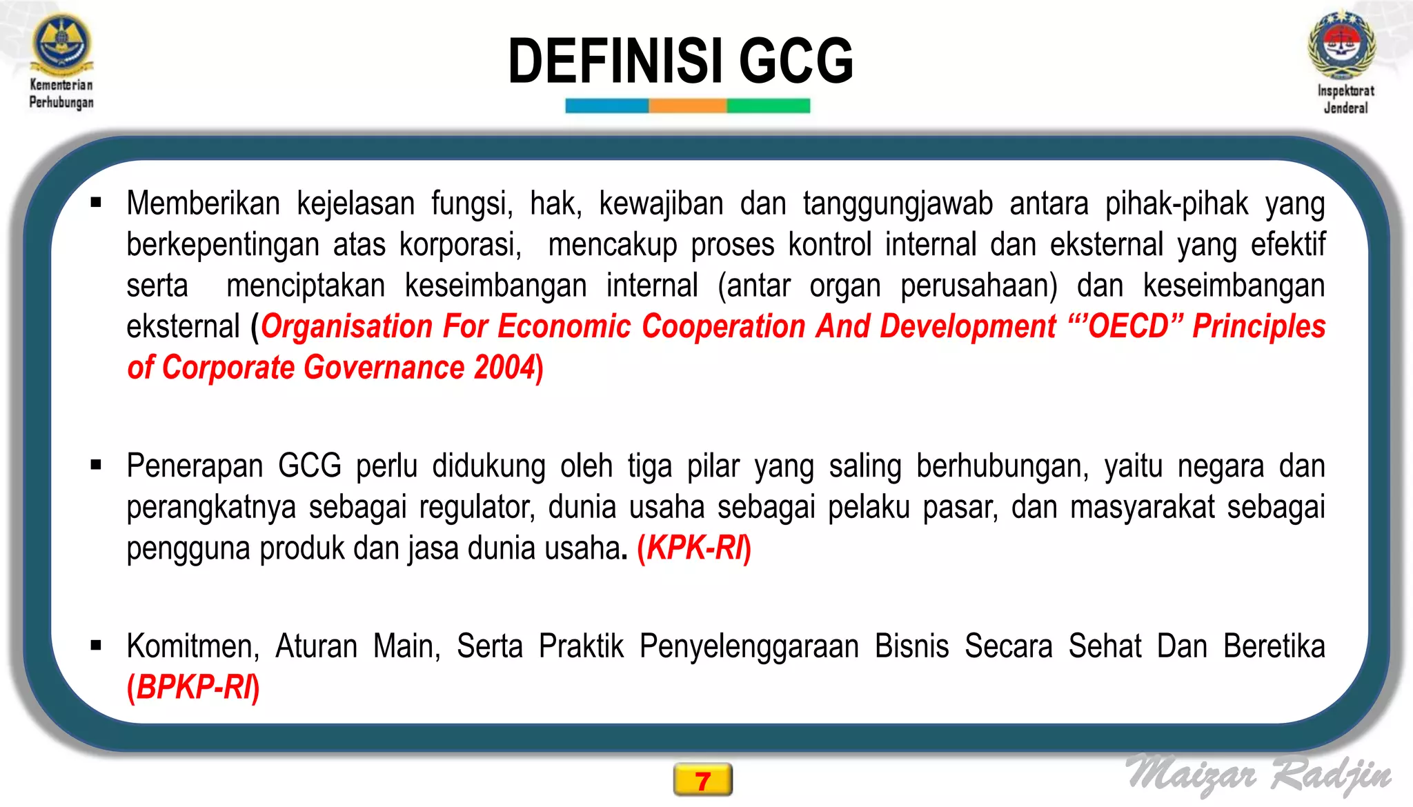 Meningkatkan good corporate governance gcg kementerian perhubungan | PDF