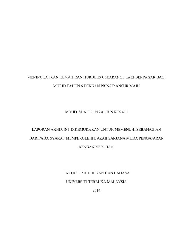 Meningkatkan kemahiran hurdles clearance lari berpagar bagi murid tahun ...