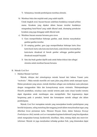Meningkatkan kemampuan membaca dengan metode card sort | PDF