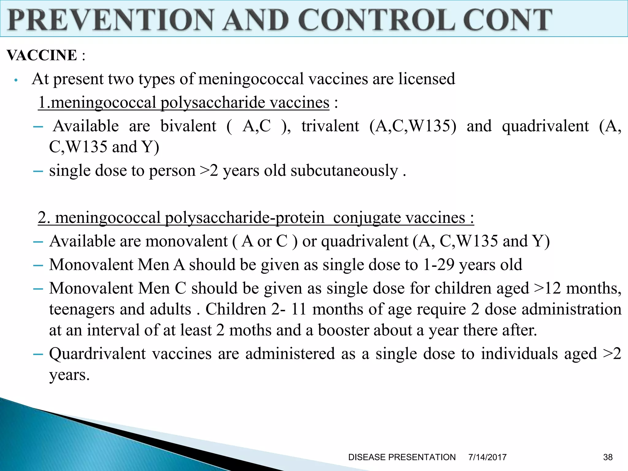 Meningococal menengitis presentation | PPTX