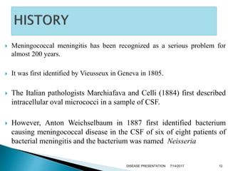 Meningococal menengitis presentation | PPTX
