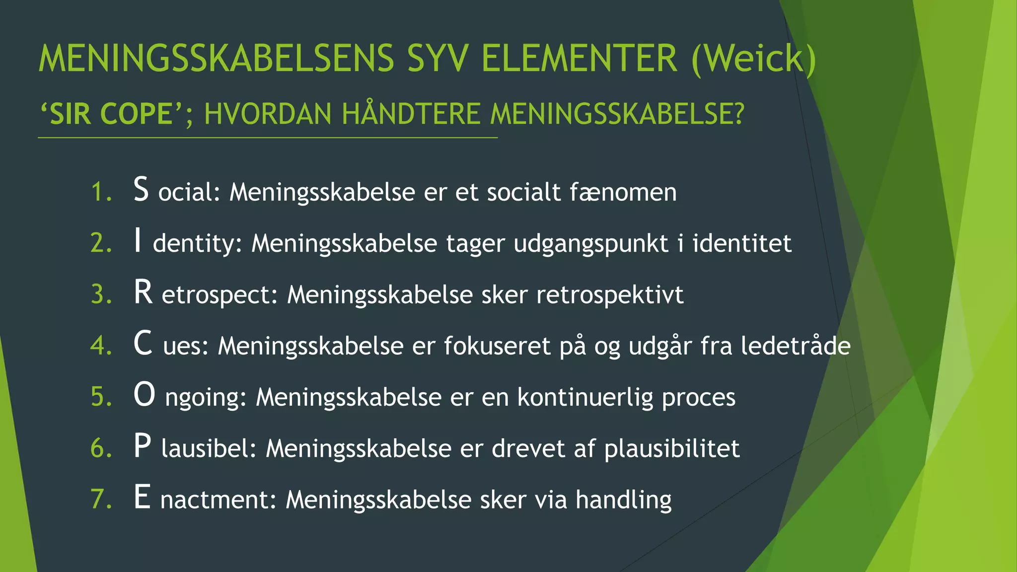 Meningsskabende processer (Weick) | PPTX