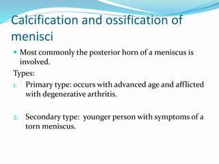 Meniscal pathologies and cartilage injuries | PPTX