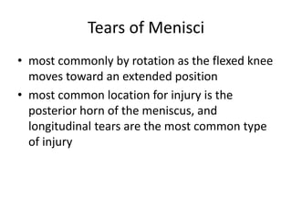 Meniscus - Anatomy, function and injury | PPTX