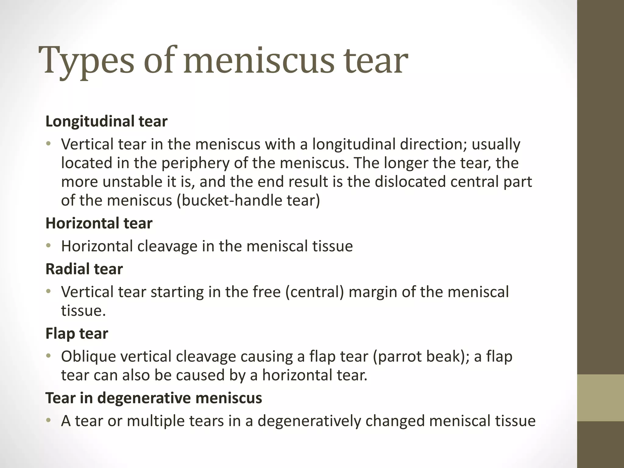 Meniscus injury / tear | PPTX