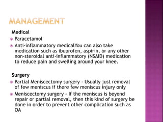 Meniscusinjury And its Rehabilitation | PPTX