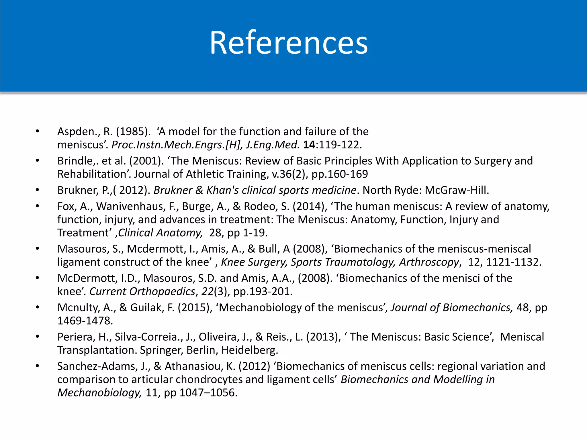 Meniscus: Structure, Role & Injury. | PPTX