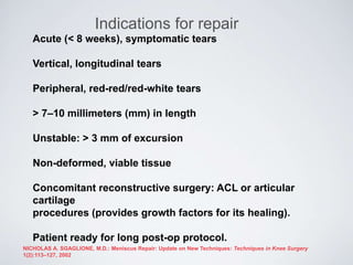 Meniscus repair Indication & Techniques.ppt