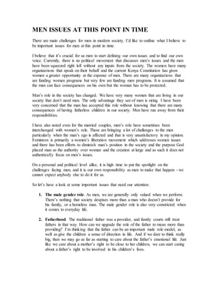 Men Issues at This Point in Time | DOCX