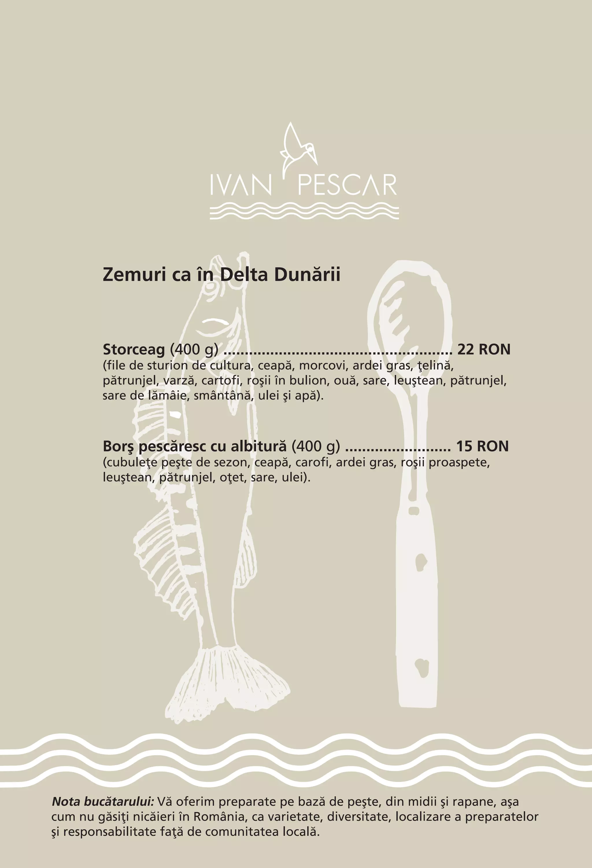 Menu restaurant Ivan Pescar | PDF