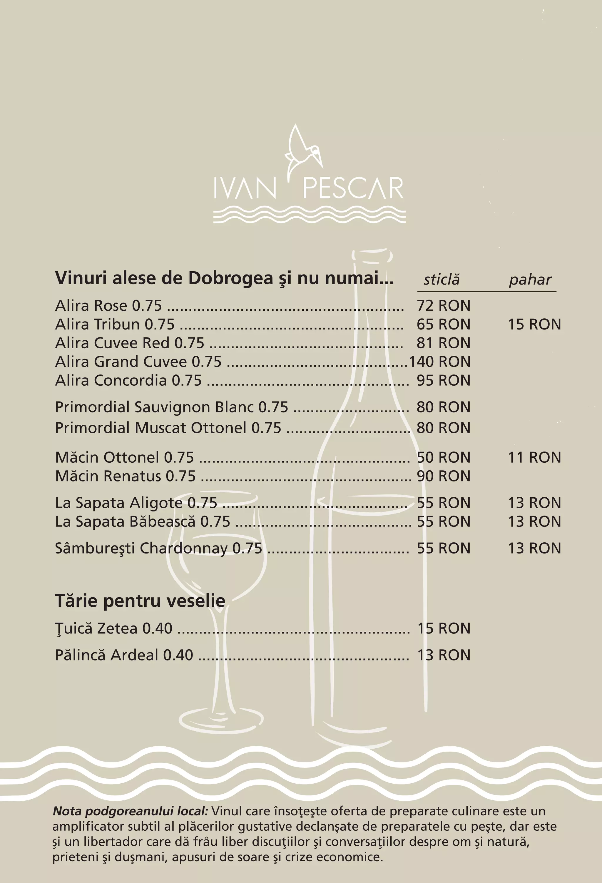 Menu restaurant Ivan Pescar | PDF