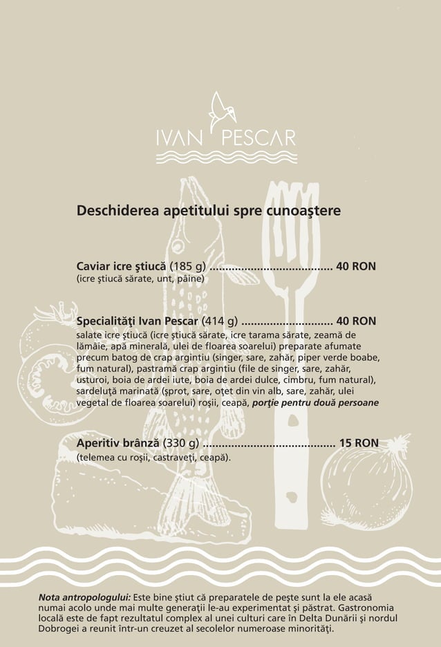 Menu restaurant Ivan Pescar | PDF