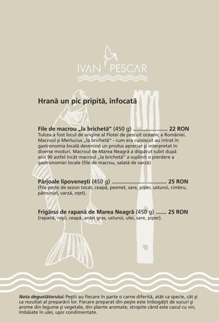 Menu restaurant Ivan Pescar | PDF