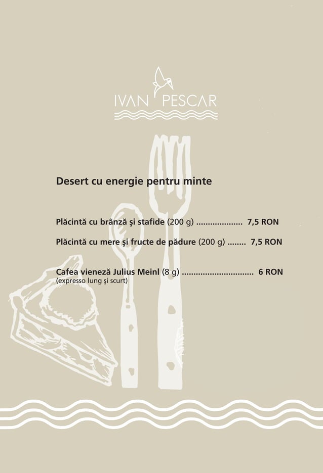 Menu restaurant Ivan Pescar | PDF