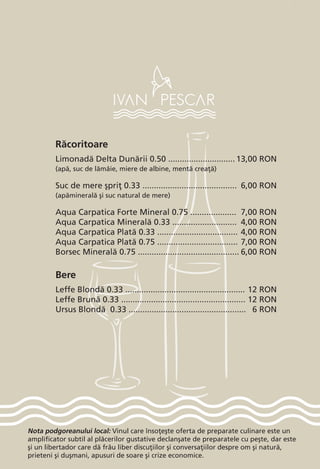Menu restaurant Ivan Pescar | PDF