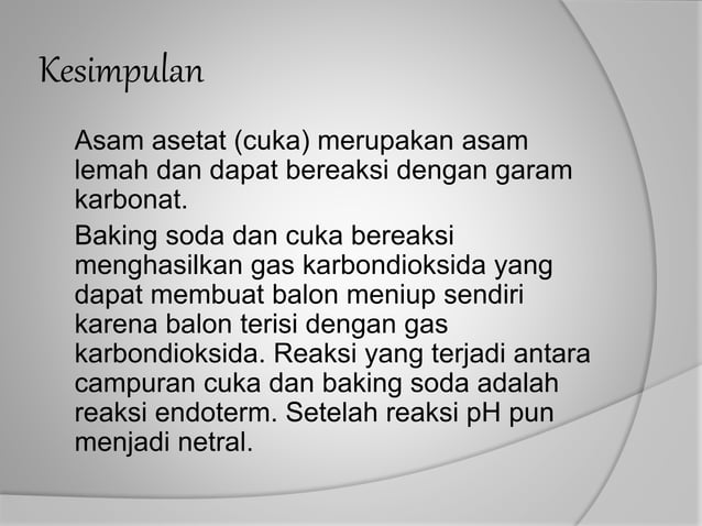 Meniup balon dengan reaksi asam cuka dengan soda | PPTX