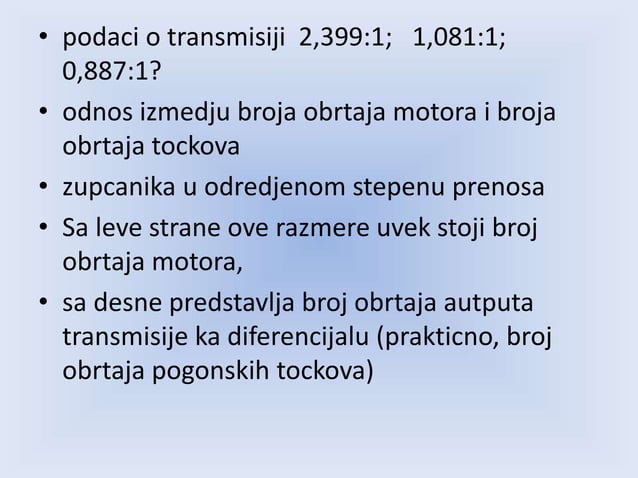 Трансмисија 2 -Menjac i pogonski most | PPT