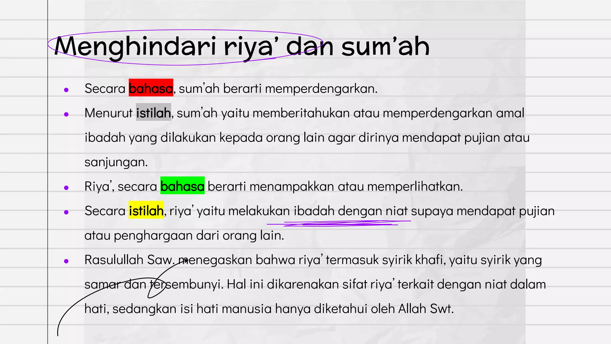 Menjalin hidup penuh manfaat dengan menghindari berfoya-foya, riya ...