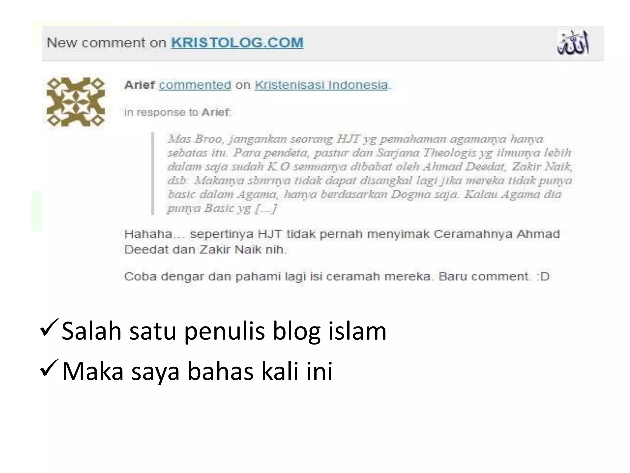 Menjawab perihal ahmad deedat mengakuiyesus | PPT