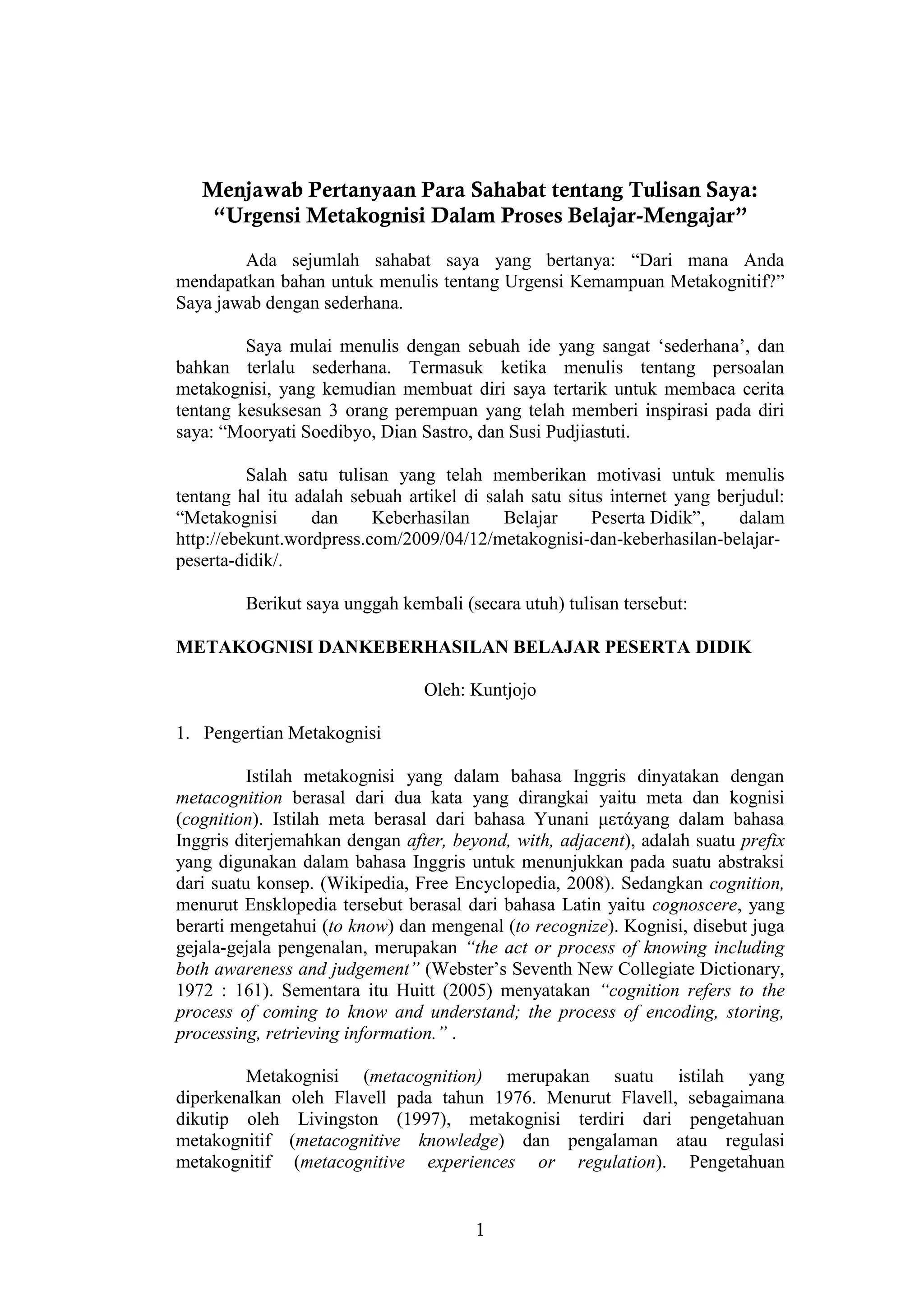 Menjawab pertanyaan para sahabat tentang tulisan saya, urgensi ...