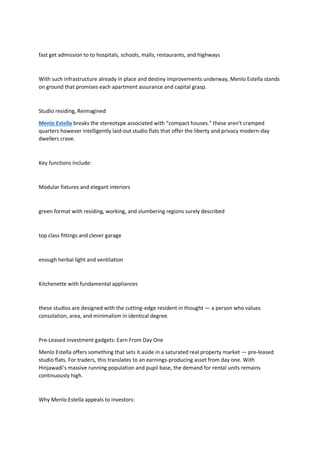 Menlo Estella Hinjewadi Pune Redefining Compact Luxury for the Urban ...