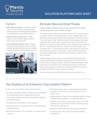 Isolation Platform - Data Sheet | PDF