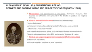 Mennonites and Romanov Dynasty Historical Background | PPT