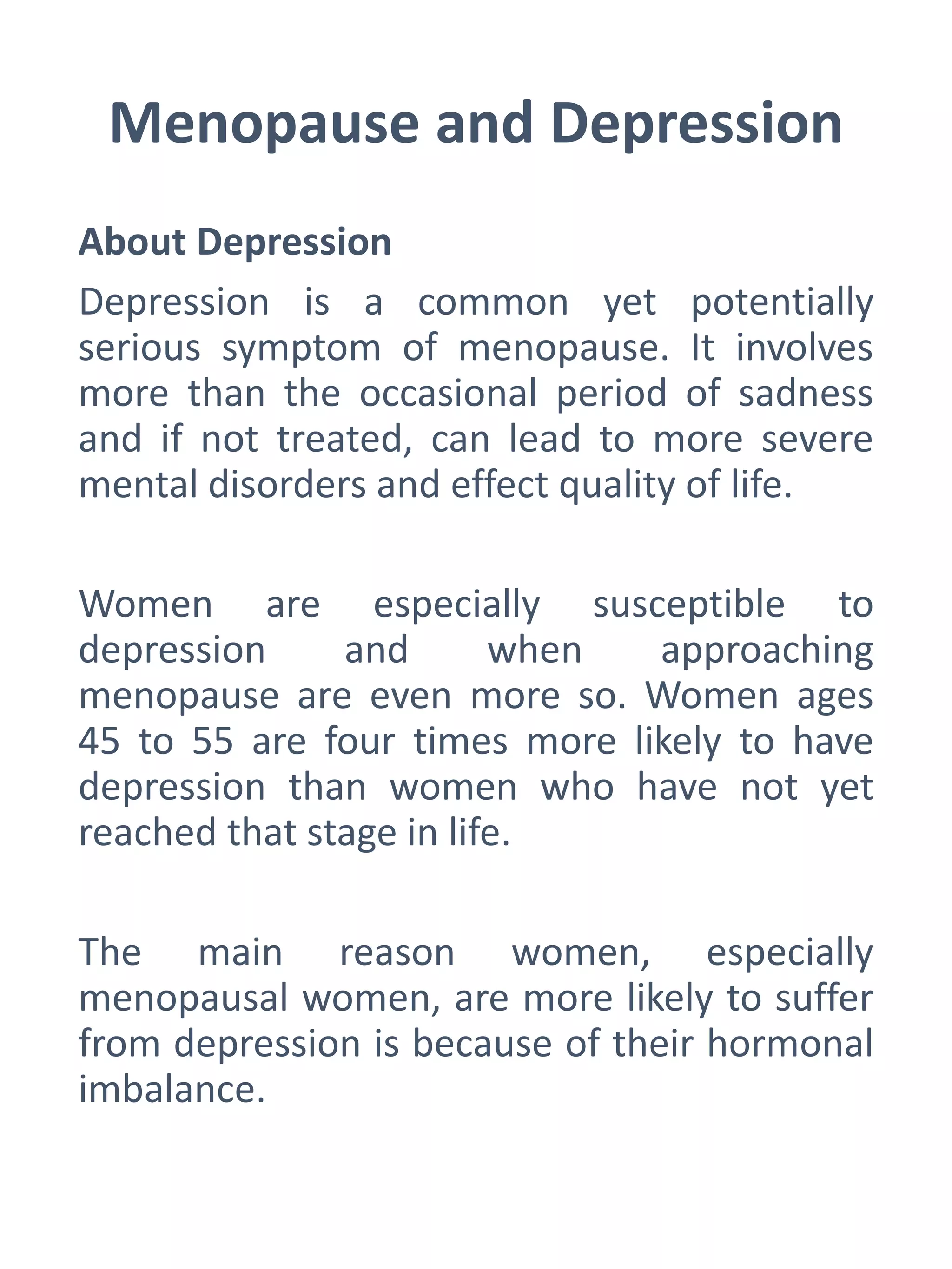 Menopause and depression | PPTX