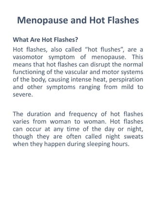 Menopause and hot flashes | PPTX