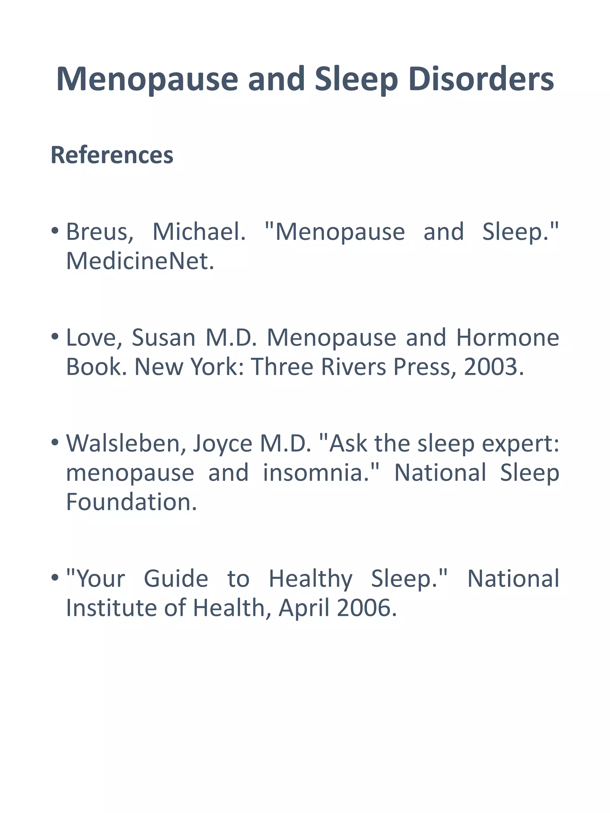 Menopause and sleep disorders | PDF