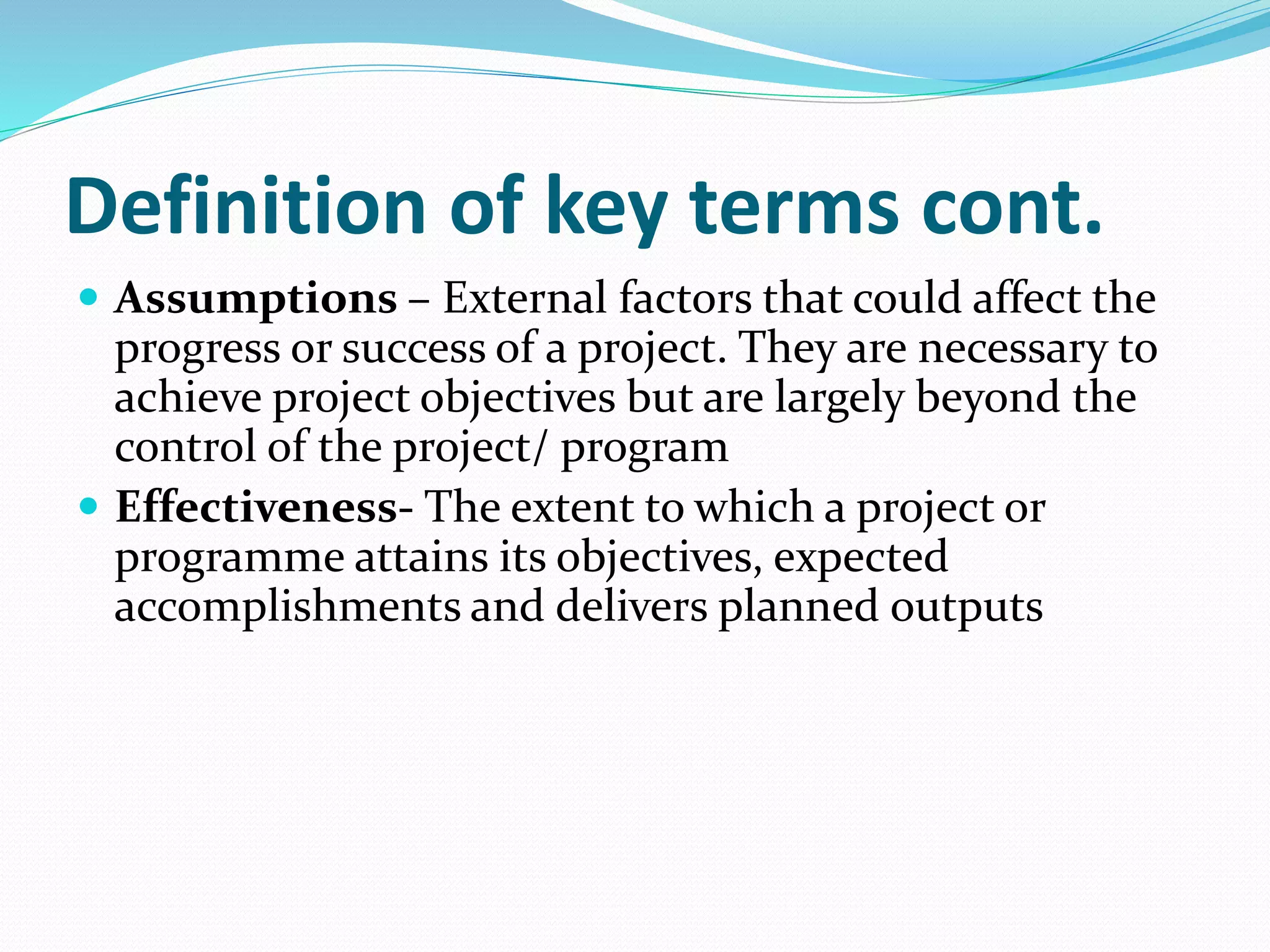 Operational definition of of Monitoring and Evaluation Terms | PPTX