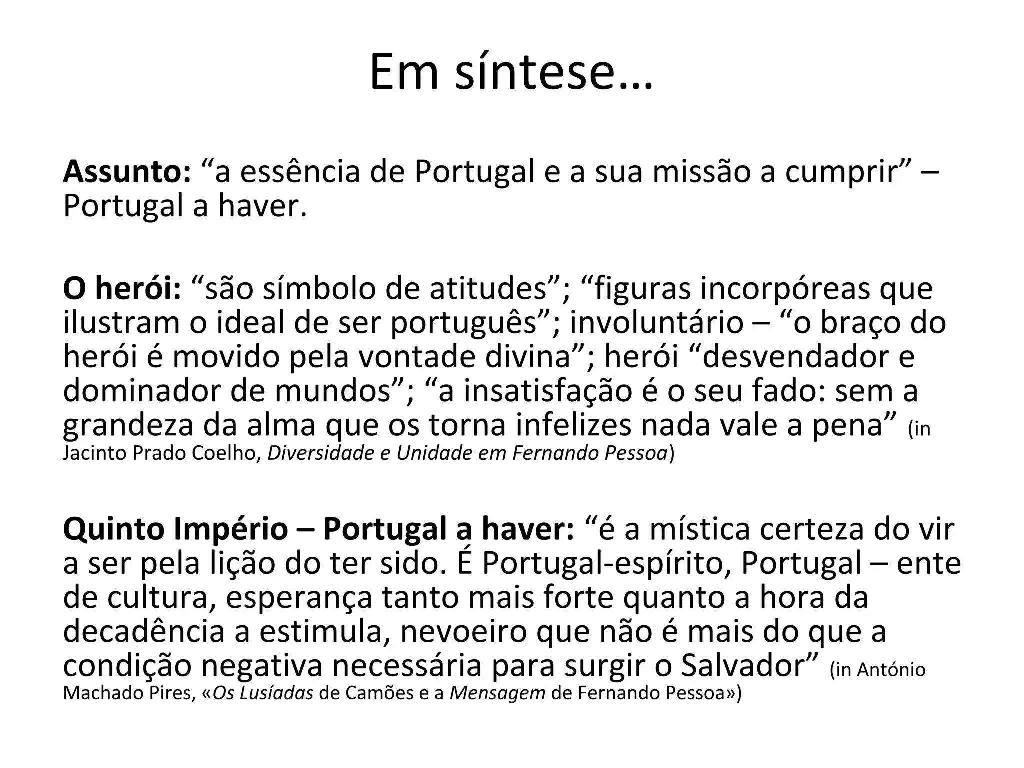 Mensagem de Fernando Pessoa: interpretações e símbolos | PPT