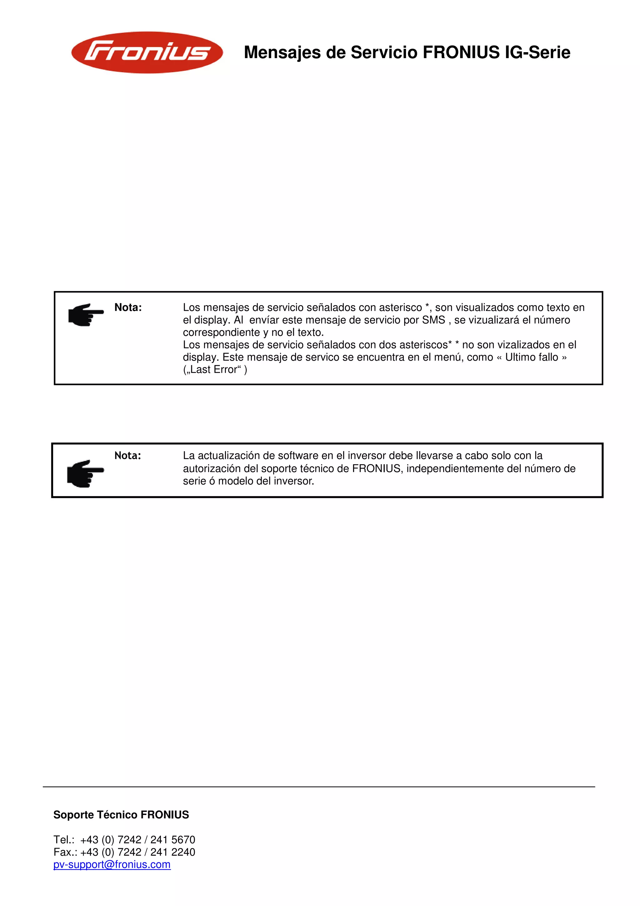 Mensaje error fronius | PDF