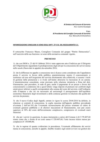 Interrogazione consiliare Mensa Scolastica | PDF