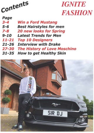 Mens fashion magazine & contents page | DOCX