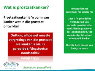 CANSA Mansgesondheid - Prostaatkanker - 2014 Afrikaans | PPTX