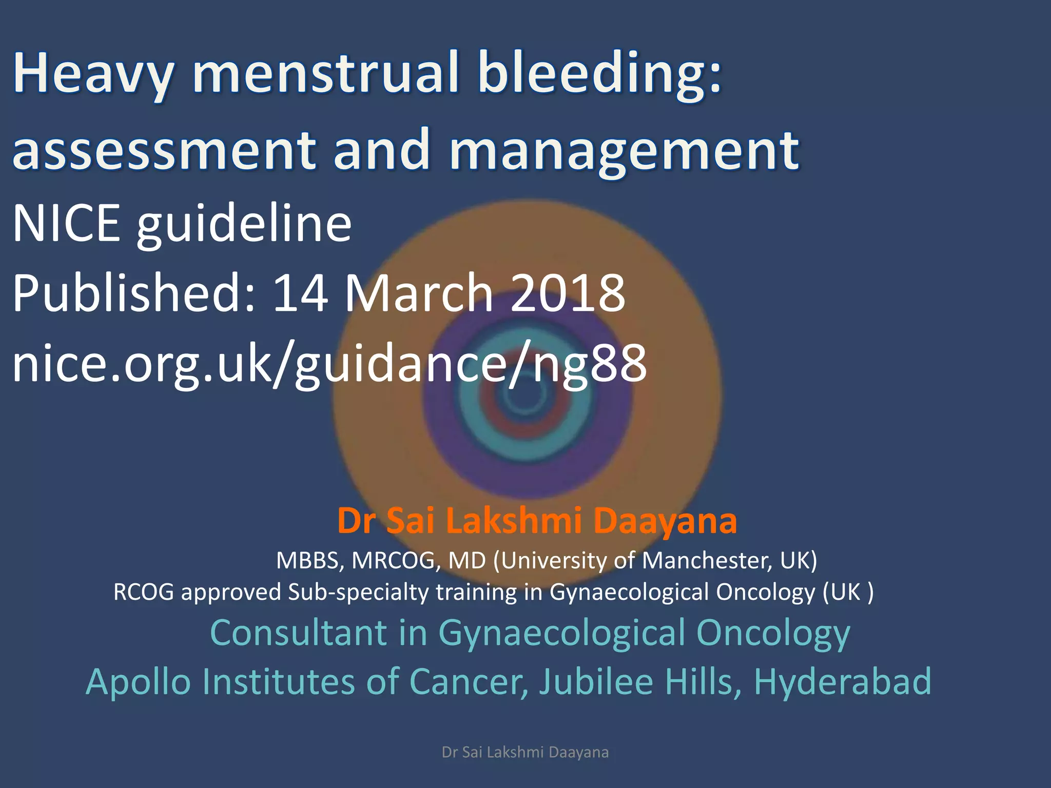Menstrual disorders NICE guideline | PPTX
