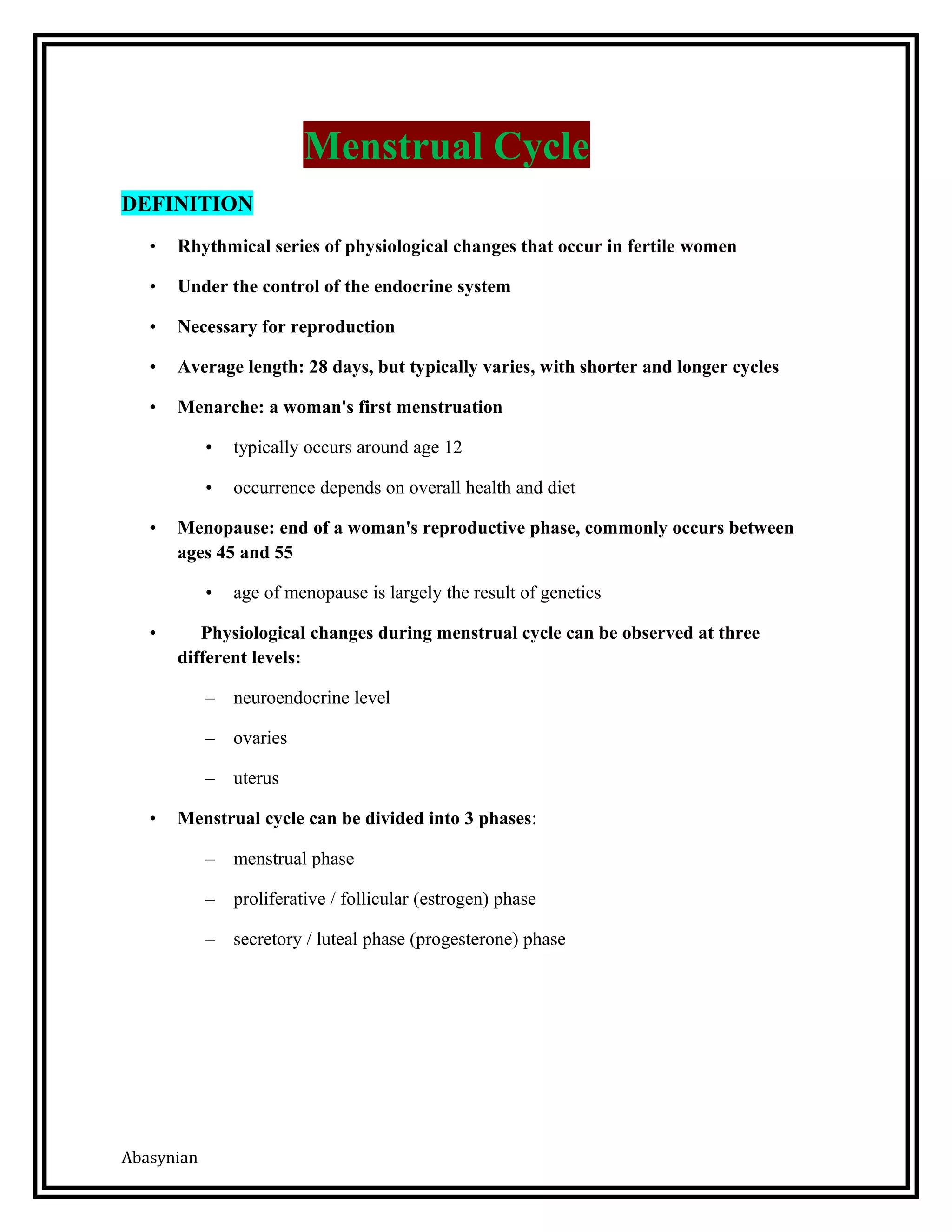 Menstrual cycle | DOC