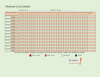 Menstrual Cycle Calendar Printable