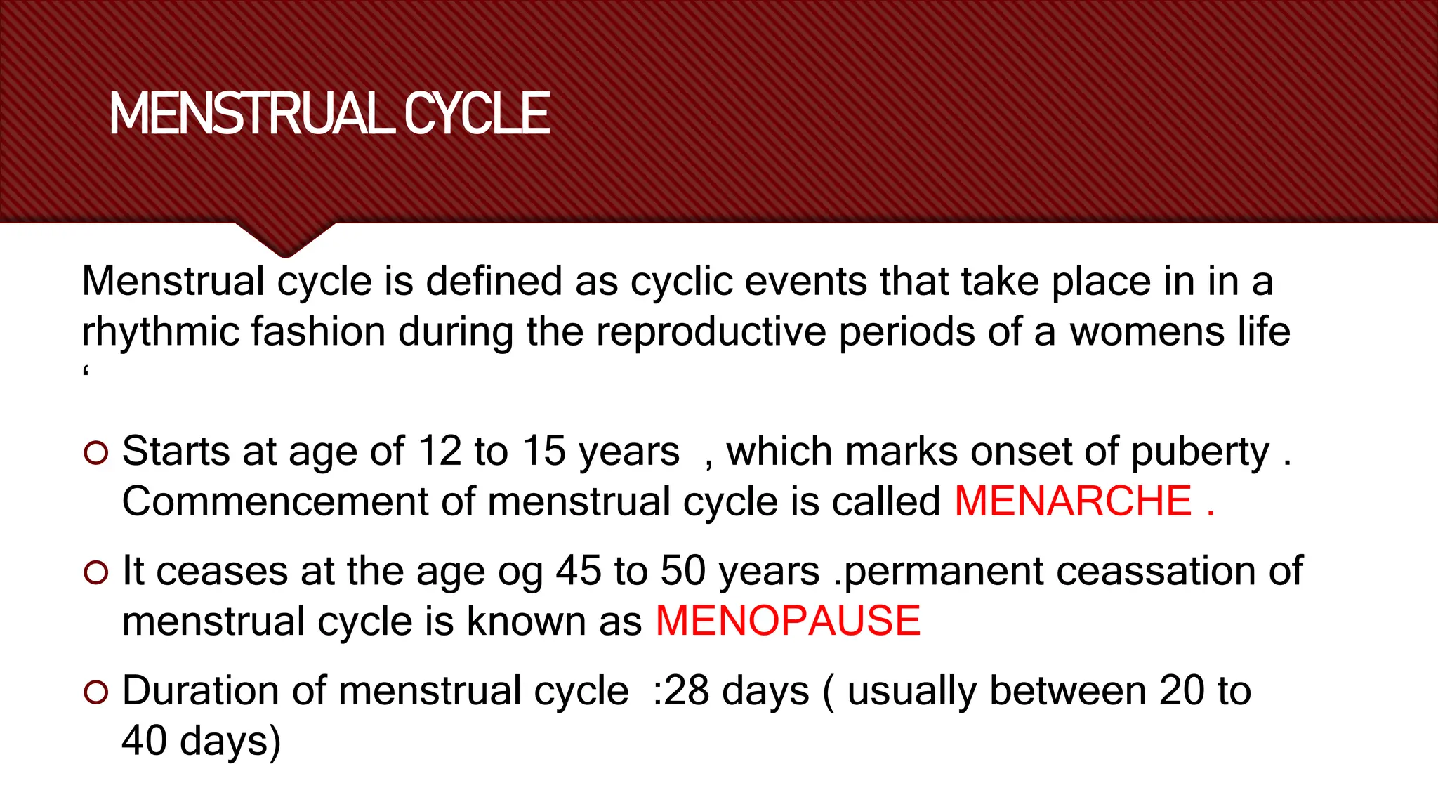 MENSTRUAL CYCLE gynecology and obstetrics ppt | PPTX
