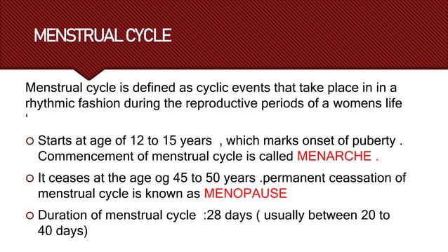 MENSTRUAL CYCLE gynecology and obstetrics ppt | PPT
