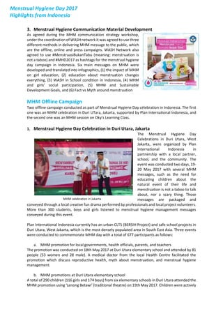Menstrual Hygiene Day 2017 Final Report | PDF