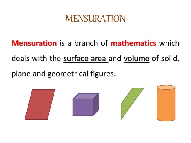 Mensuration | PPTX | 3-D Graphics | Computer Software and Applications