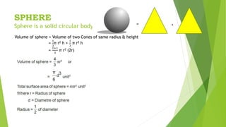 MENSURATION WORKSHOP CALCULTION AND SCIENCE 1ST YEAR PRESENTATION | PPTX