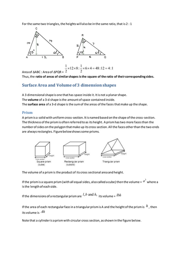 Mensuration notes and_ solved problems | DOCX | Physics | Science