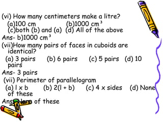 Mensuration PPT - Class Project | PPT